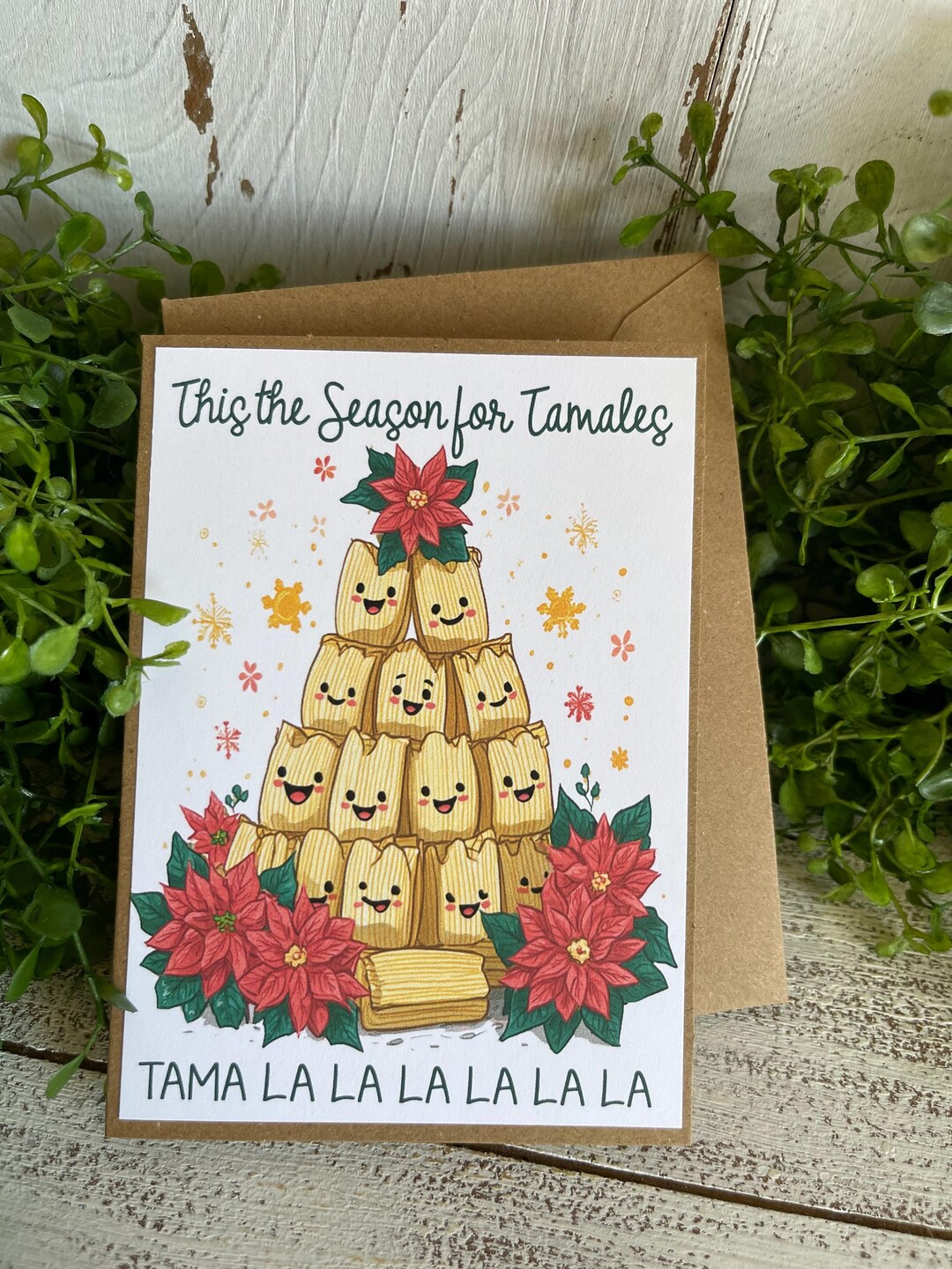 Christmas Greeting Card - Tamale Themed Blank Note Card Hispanic Foods ...