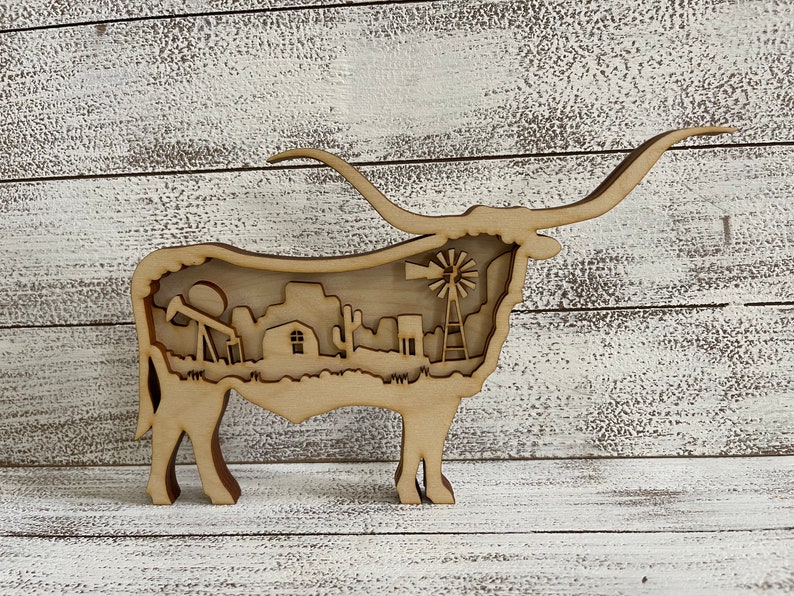 DIY Longhorn Wood Sign Shelf Sitter Home Decor Western - Etsy