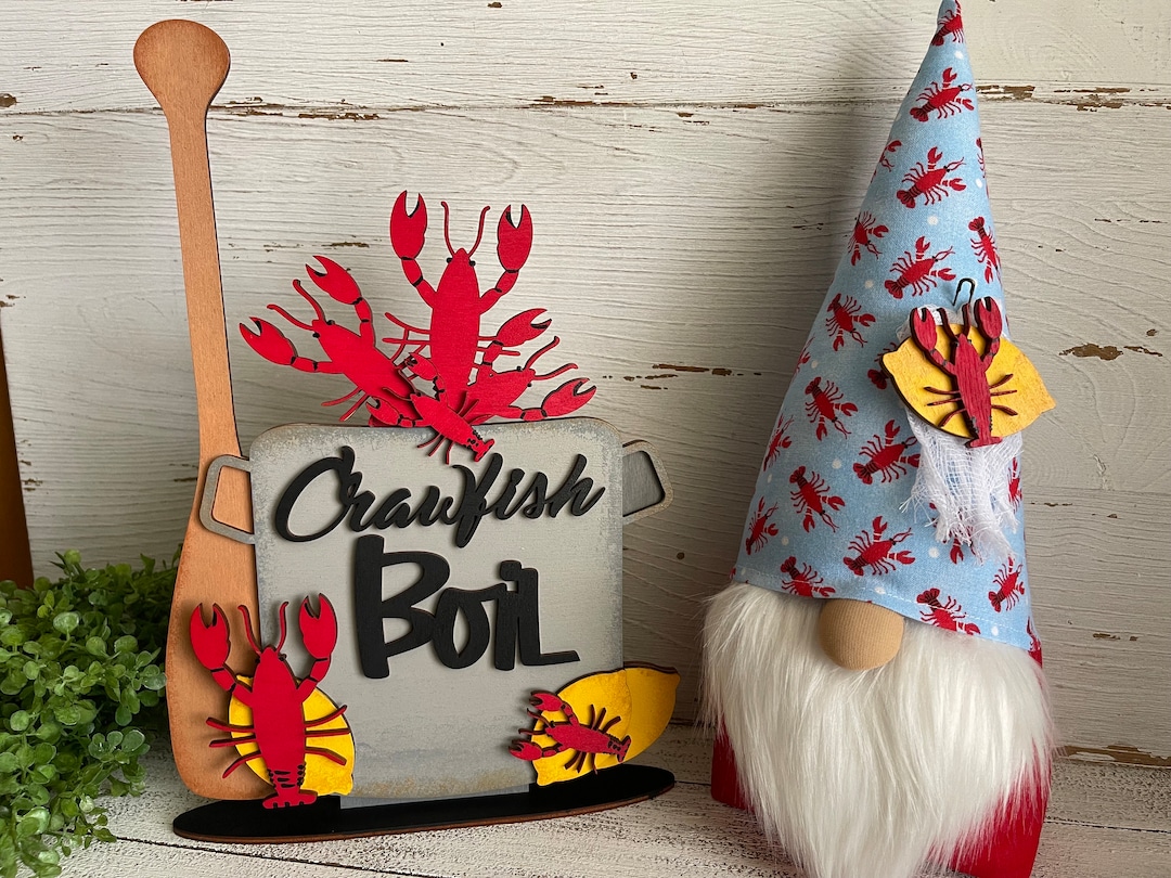 Crawfish Lobster Gnome - Louisiana Shrimp Cajun Kitchen Dining Decor ...