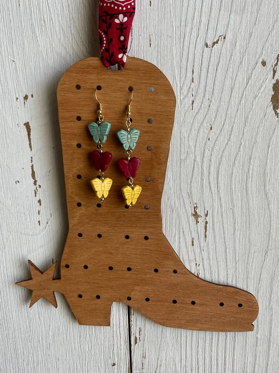 Boot earring holder cowgirl western country rodeo Texas Wyoming Utah Colorado