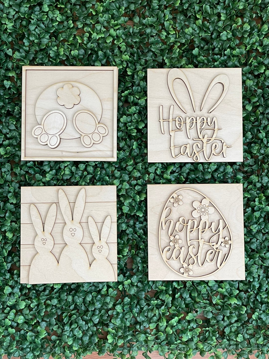 Happy Easter DIY Mini Wood Sign - Unfinished Cut Out Door Hanger Wall ...