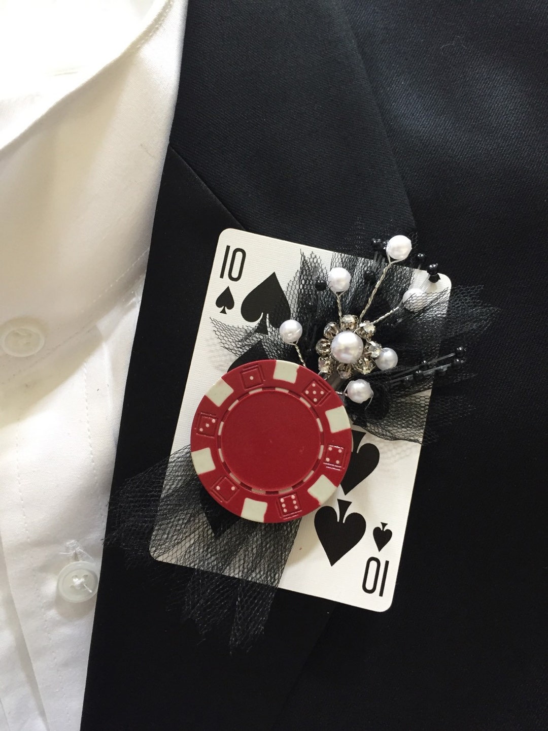 Poker Card Boutonniere - Wedding, Prom, Sweet 16, Casino Night, Poker ...