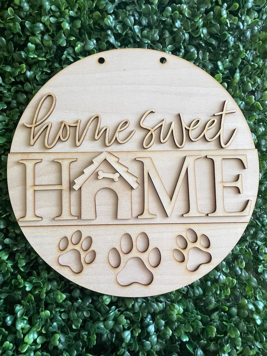 Dog DIY Wood Sign - Home Sweet Home Welcome Pawsome Unfinished Cut Out ...