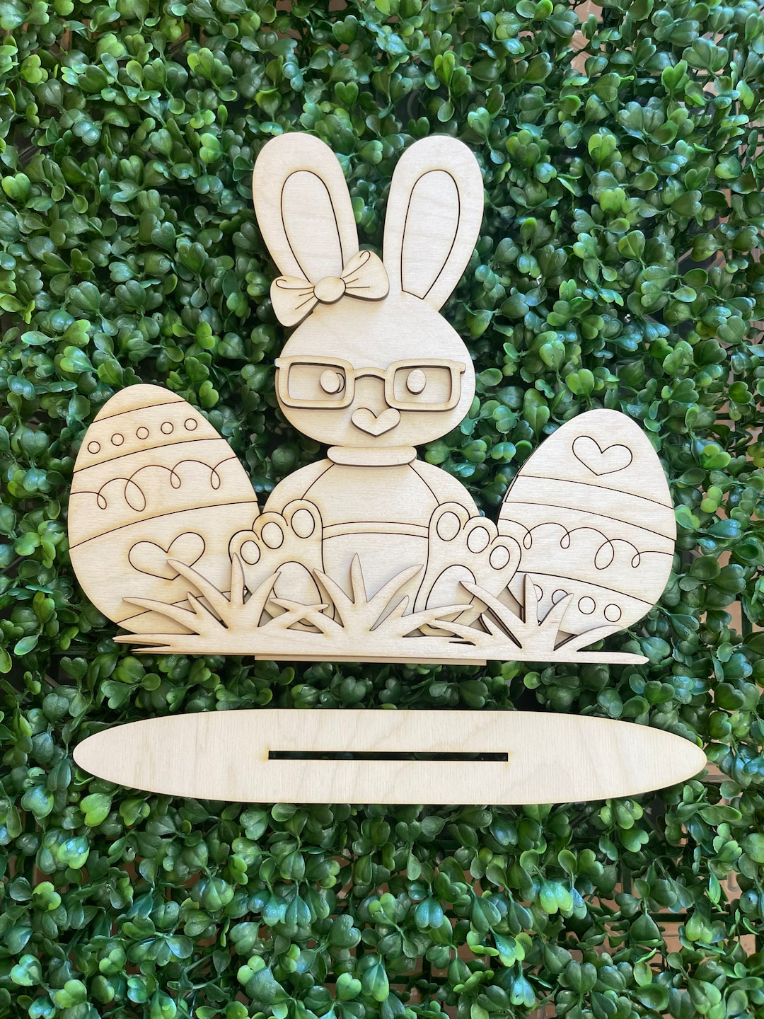 Easter DIY Wood Sign - Standing Bunny Big Ears Unfinished Shelf Sitter ...