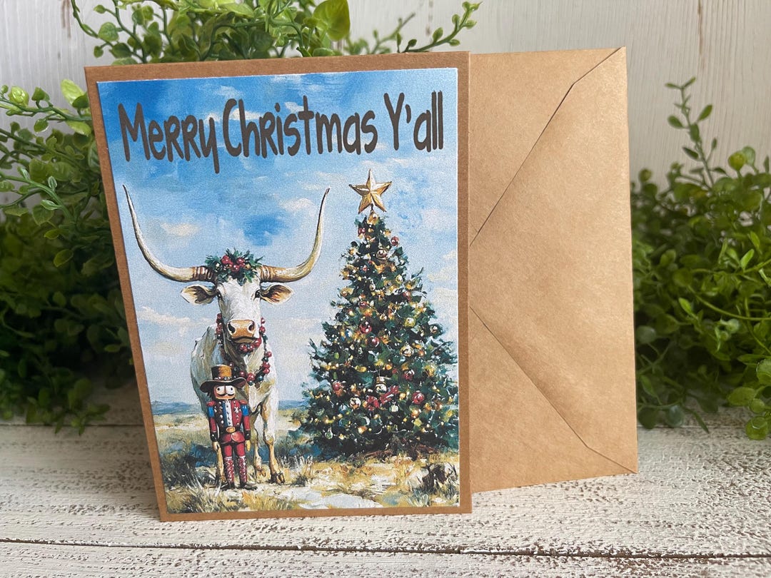 Texas Christmas Greeting Card - Blank Note Card Lone Star State Texan ...