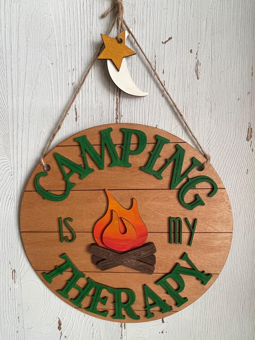 Camping Wood Sign - Camping is My Therapy Hand Painted Finished Door ...