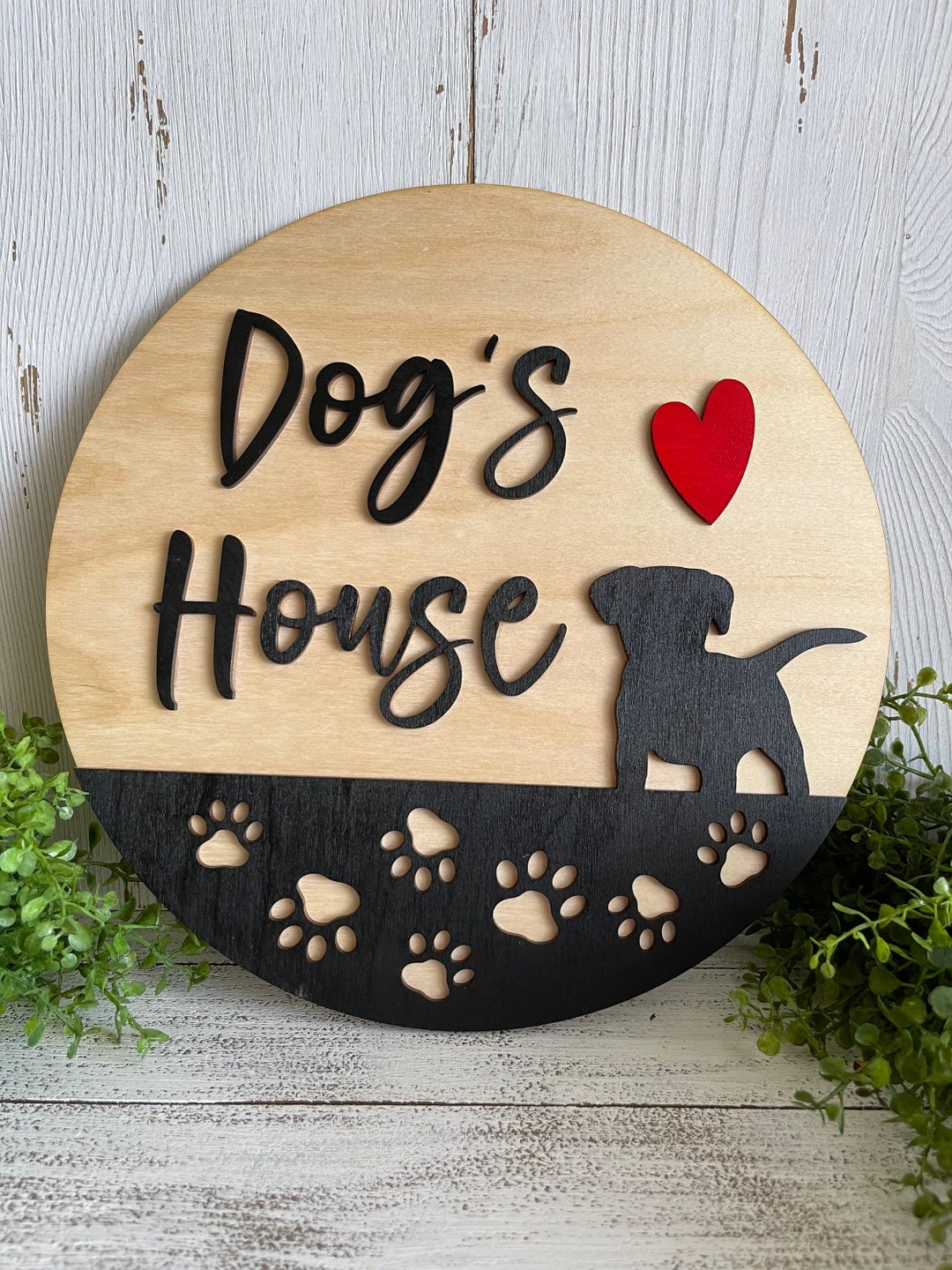 Dog Wood Sign - Dog Welcome Dog House Finished Cut Out Door Hanger Wall ...