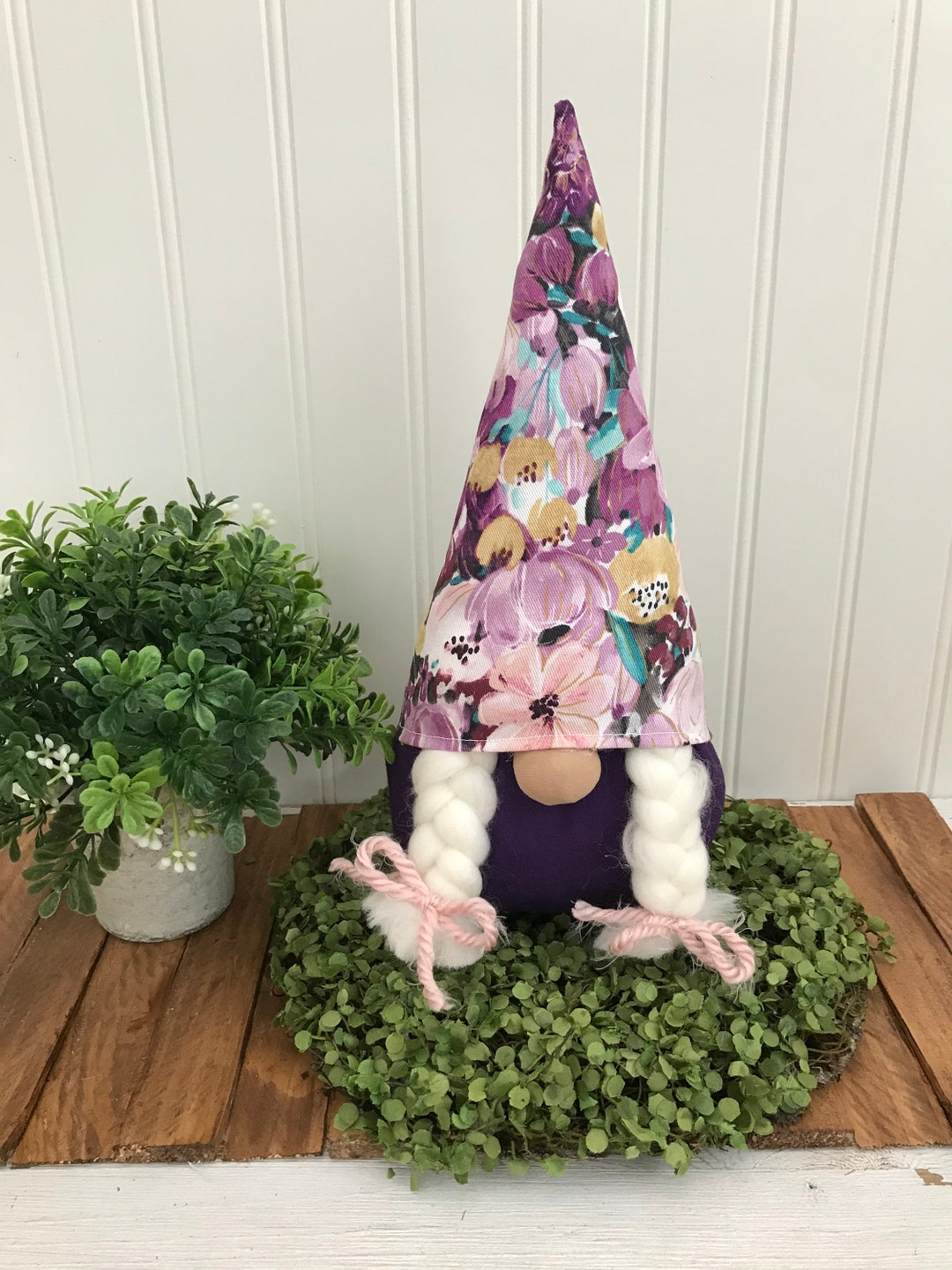 Spring Summer Gnome - Floral Purple Tones - Etsy