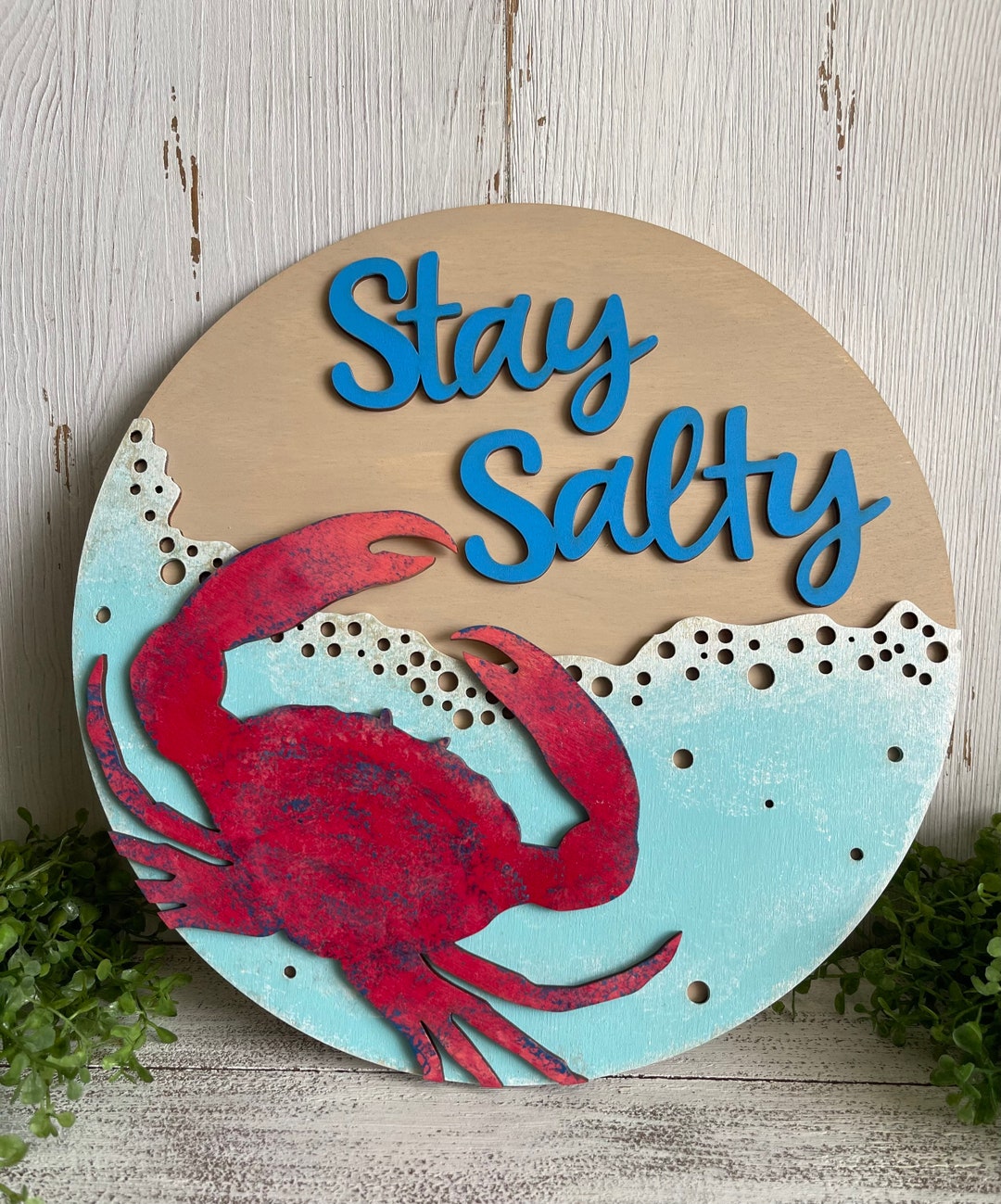 Coastal Wood Sign - Stay Salty Saltwater Home Decor House Beach Lake ...
