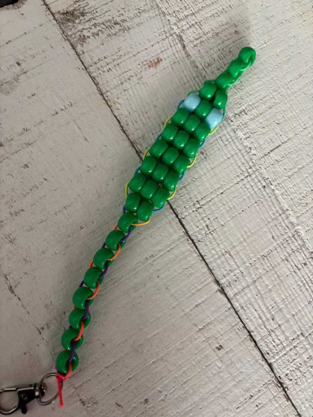 Mega Kandi Worm Keychain - Solid Color Pony Beads on Rainbow String - Etsy