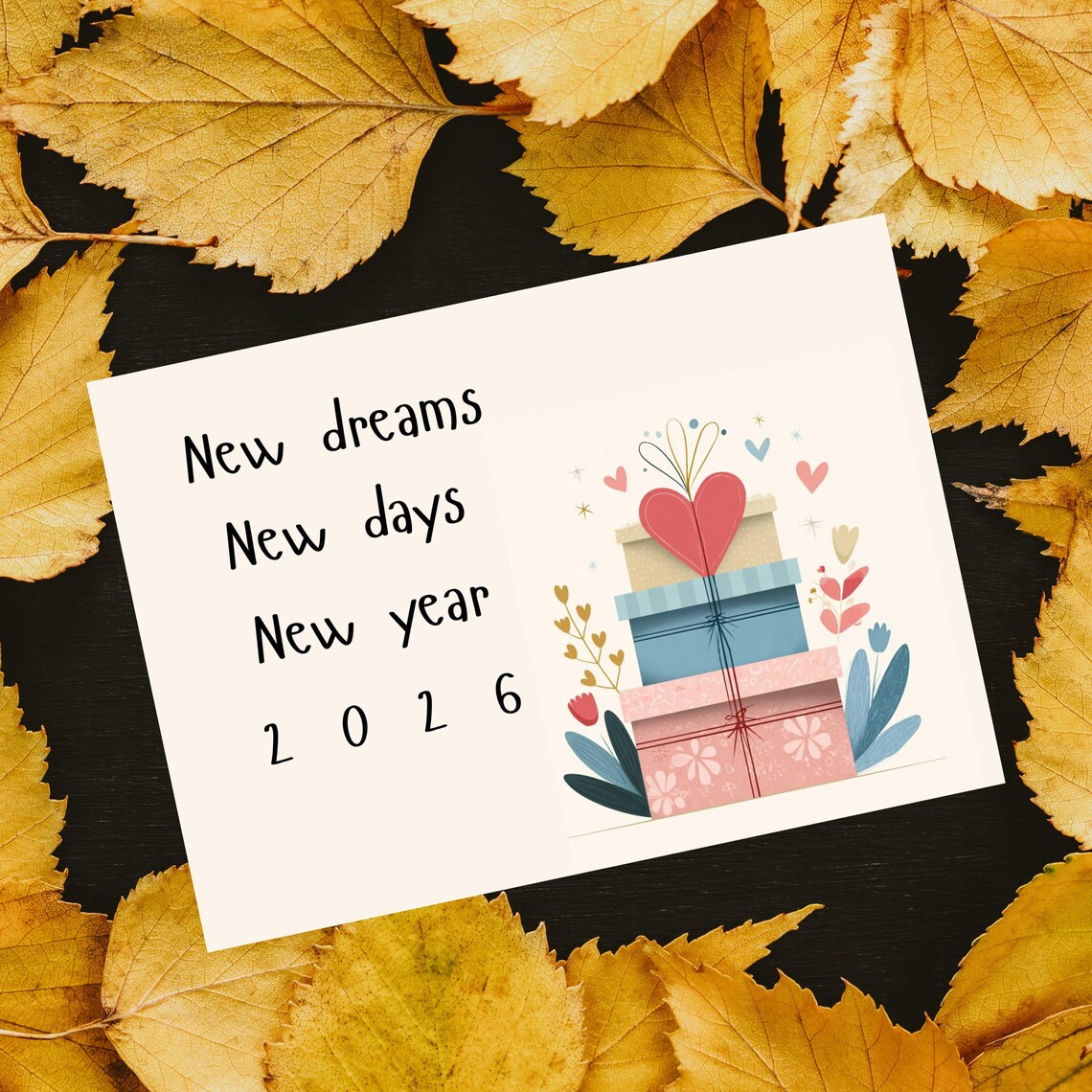 Printable New Year Card, Simple Wishing Style,digital Greeting Download ...