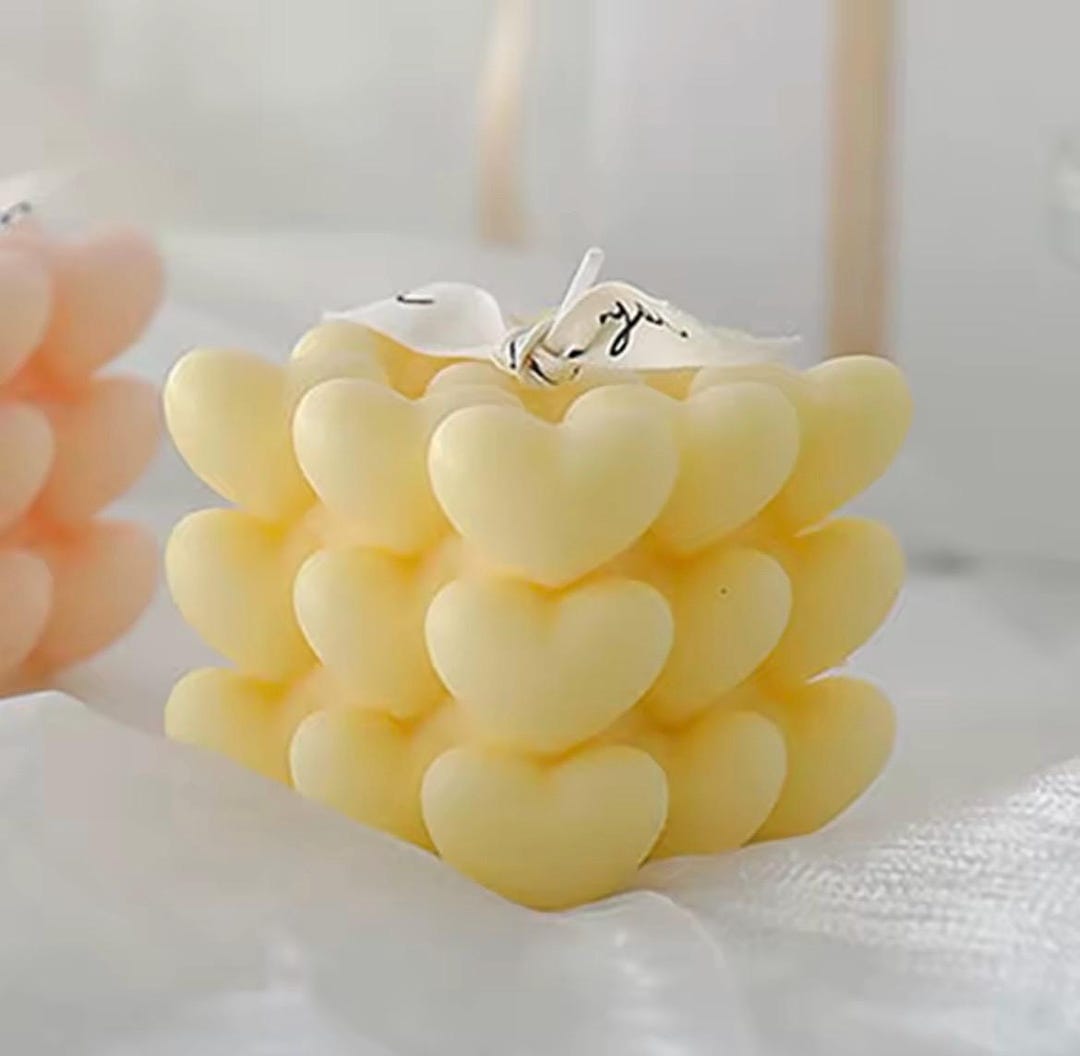 3D Love Cube Candle Mold – Heart Bubble Silicone Mold for Handmade ...
