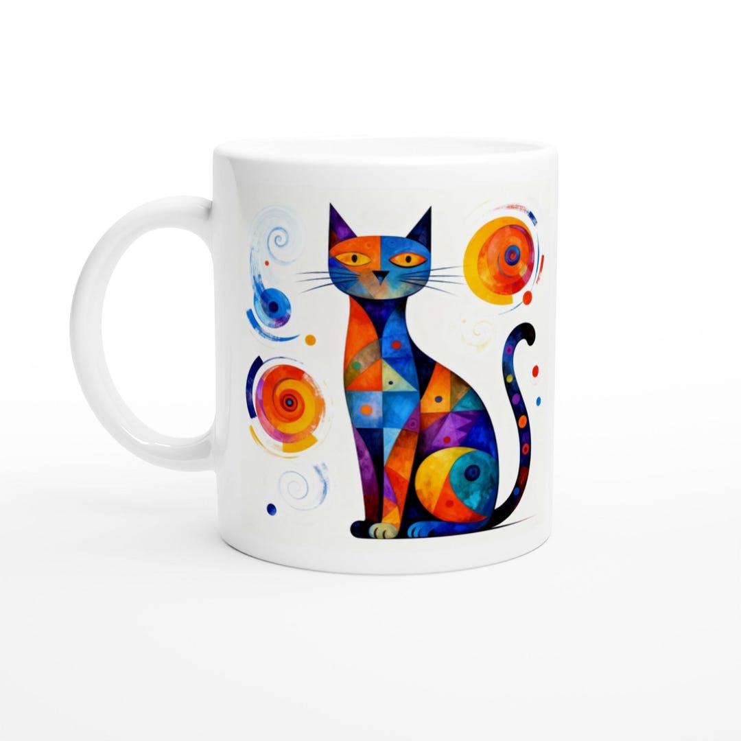Kandinsky Cat Art Mug – Abstract Ceramic Coffee Cup - Etsy