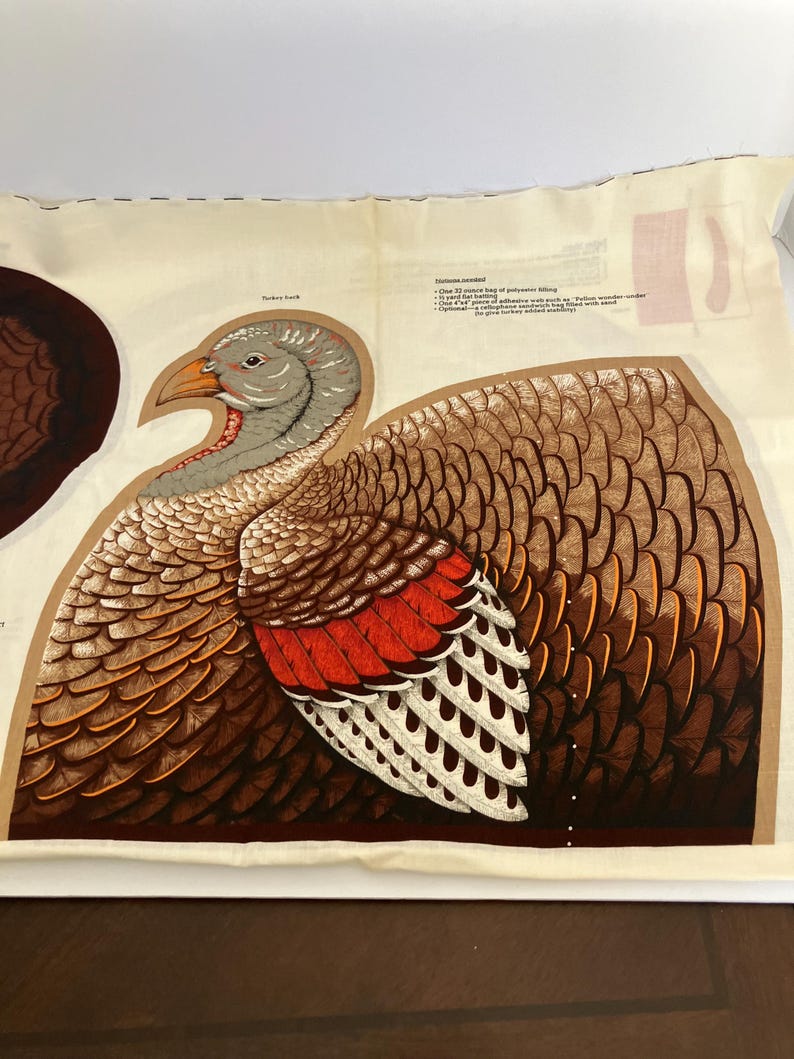 Vintage Thanksgiving Turkey Sewing Panel | Stuffed Autumn Craft Fabric ...
