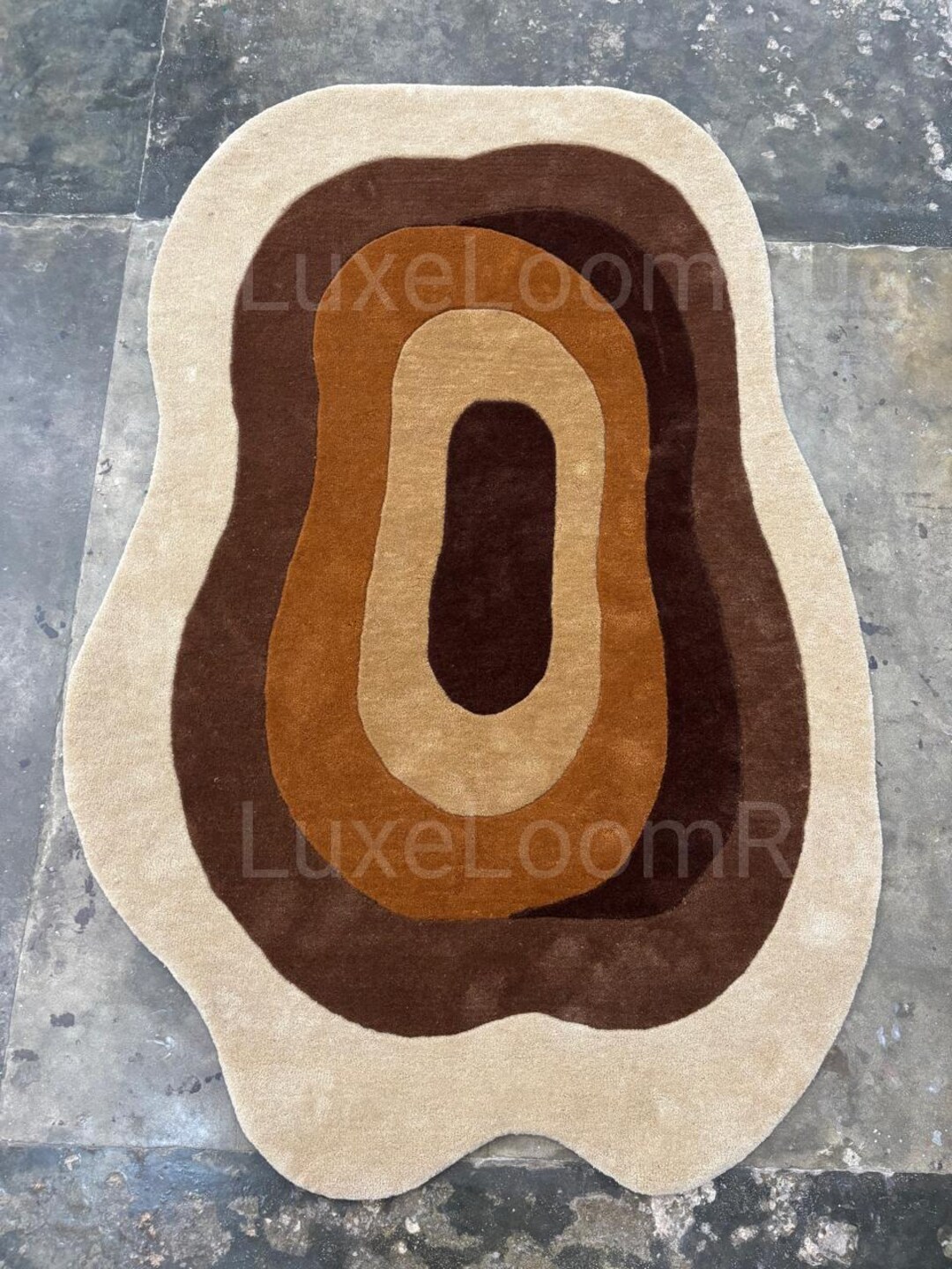 Irregular Shape Tufted Rug Multicolored Stripes Rug Hand-tufted Wool ...