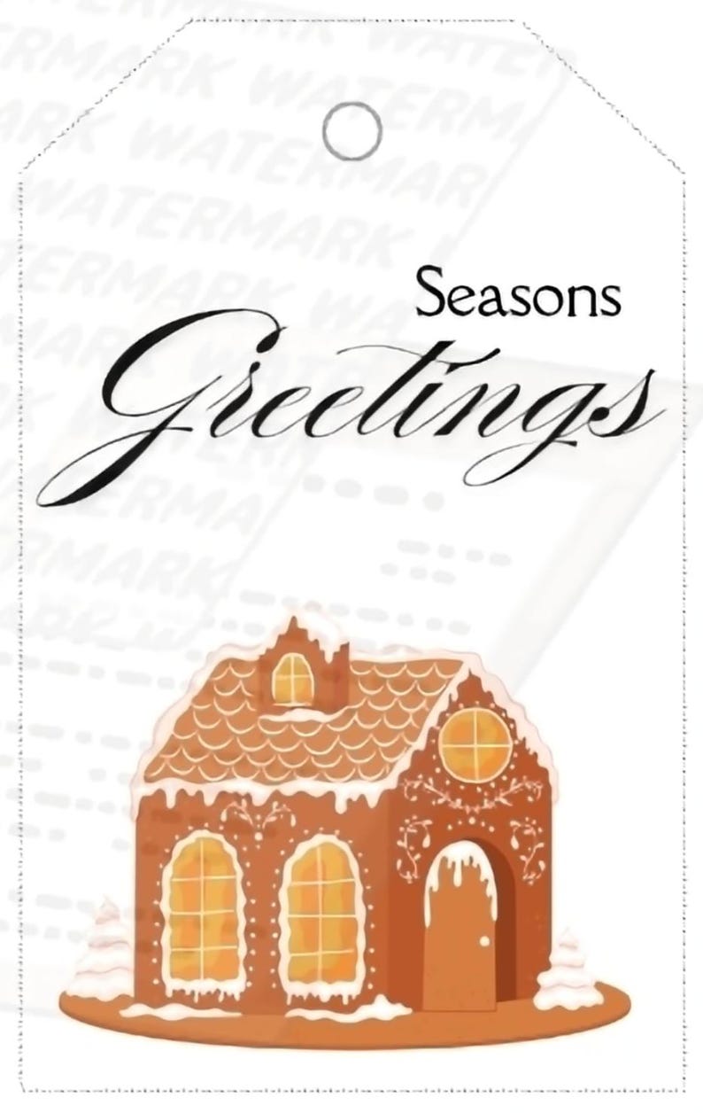 Printable Christmas Gift Tag - Gingerbread Houses - Etsy