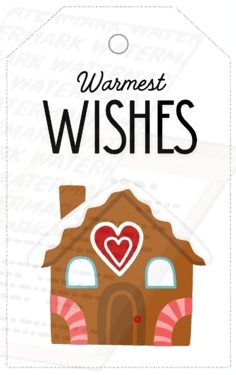 Printable Christmas Gift Tag - Gingerbread Houses - Etsy