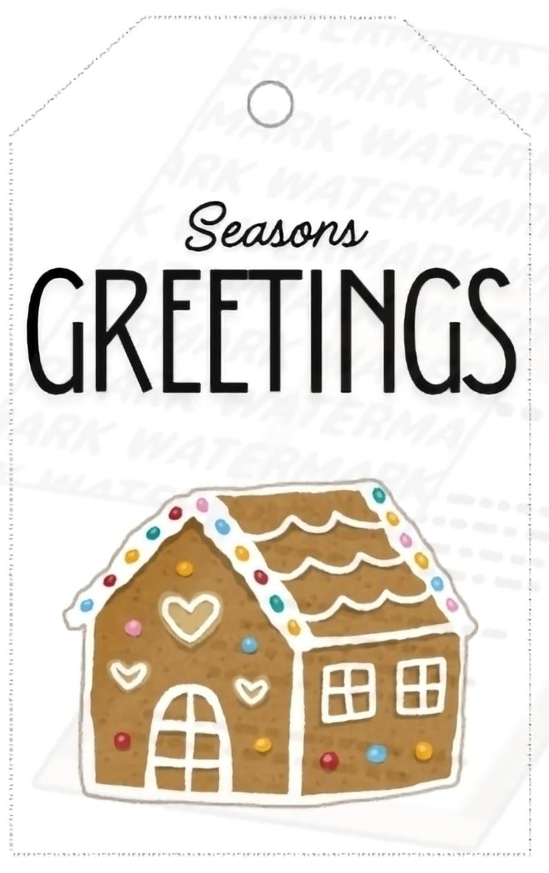 Printable Christmas Gift Tag - Gingerbread Houses - Etsy