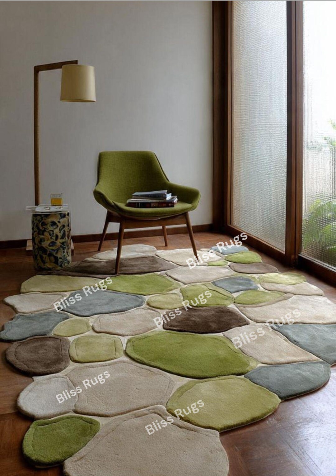 Stone Pattern Rug – Organic Pebble Area Carpet, Tufted Freeform Rug ...
