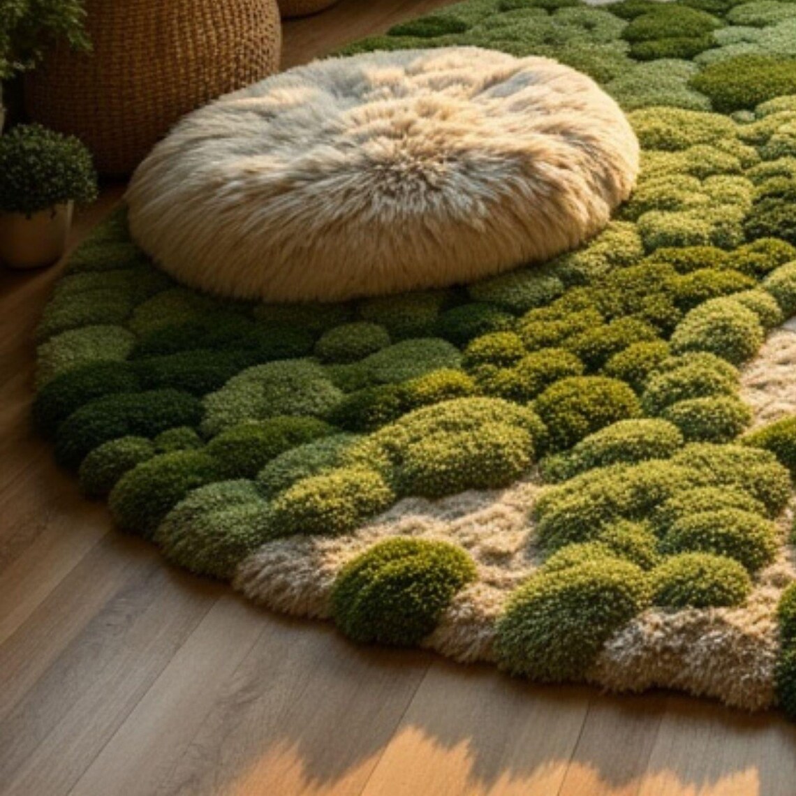 Hand-tufted Moss Rug, 3D Textured Green Carpet, Botanical Nature ...