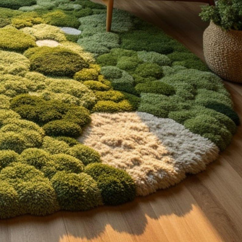 Hand-tufted Moss Rug, 3D Textured Green Carpet, Botanical Nature ...