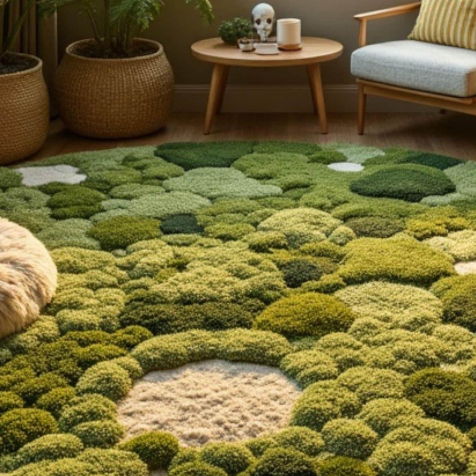 Hand-tufted Moss Rug, 3D Textured Green Carpet, Botanical Nature ...