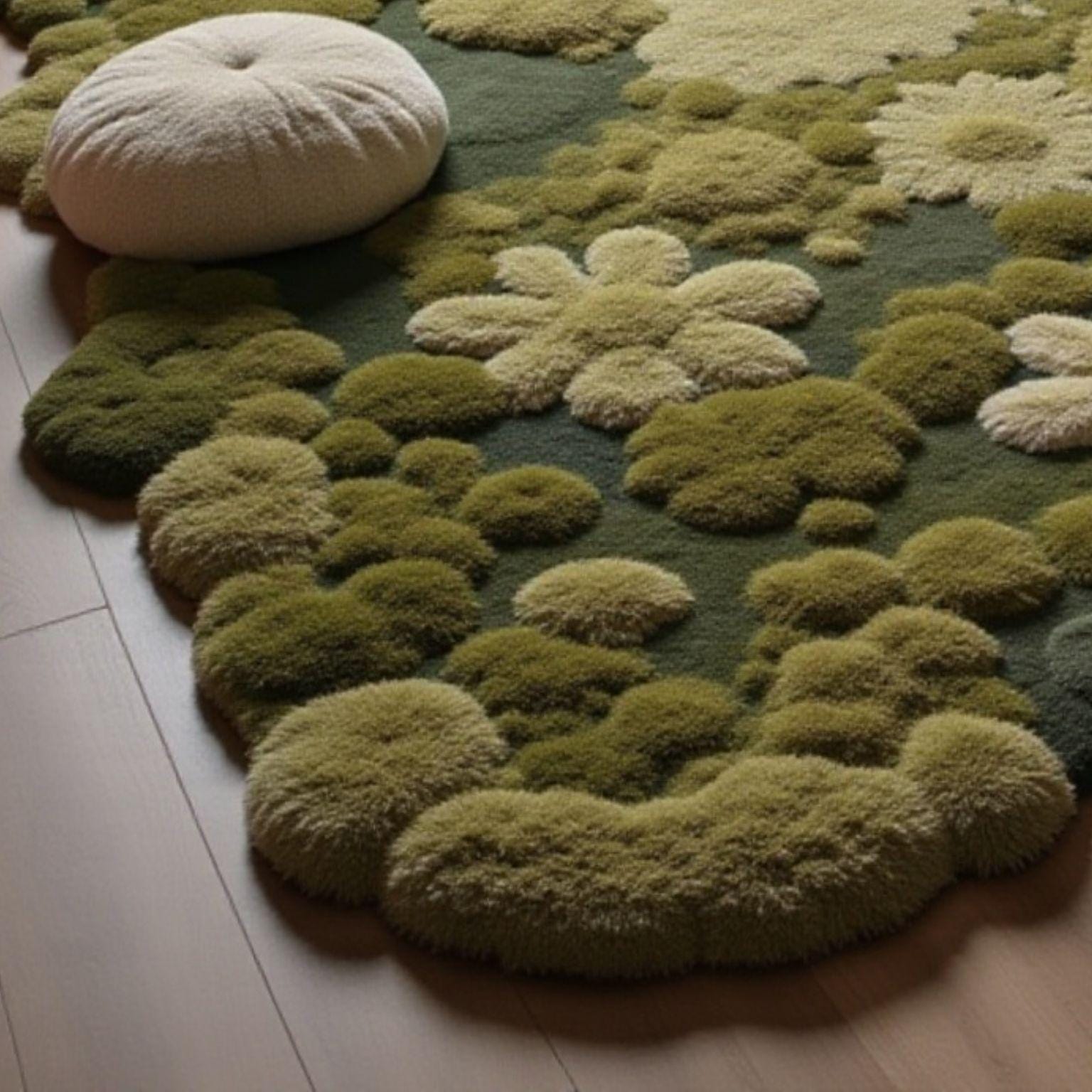 Hand-tufted Moss Rug, 3D Green Nature Carpet, Custom Size Textured Rugs ...