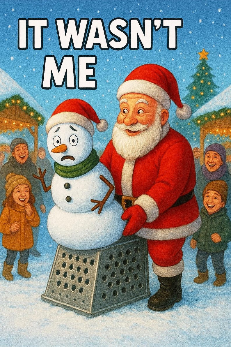 Funny Christmas Poster Gift, Santa & Snowman, Holiday Humor Printable ...