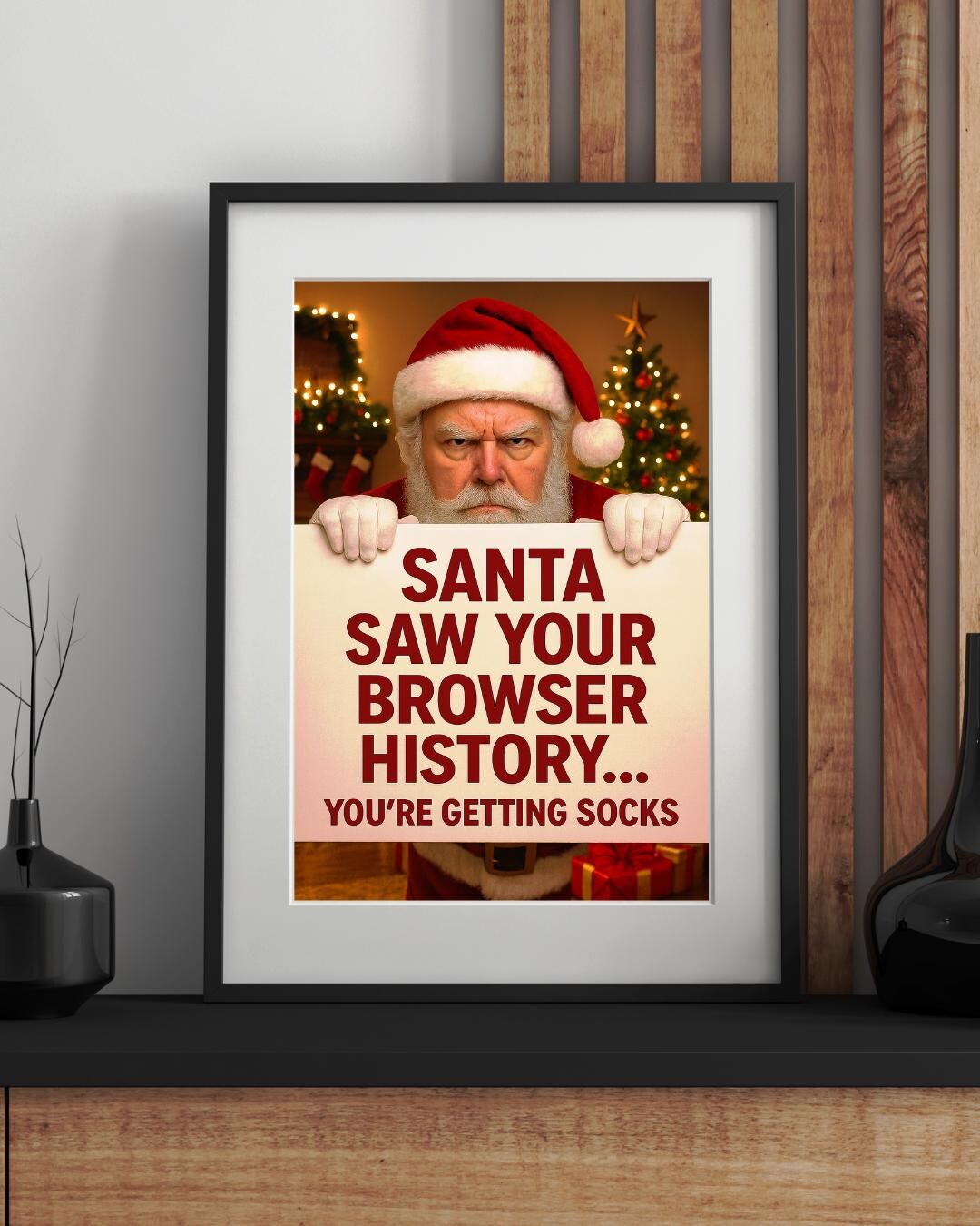 Funny Santa Christmas Wall Art Printable – "santa Saw Your Browser ...