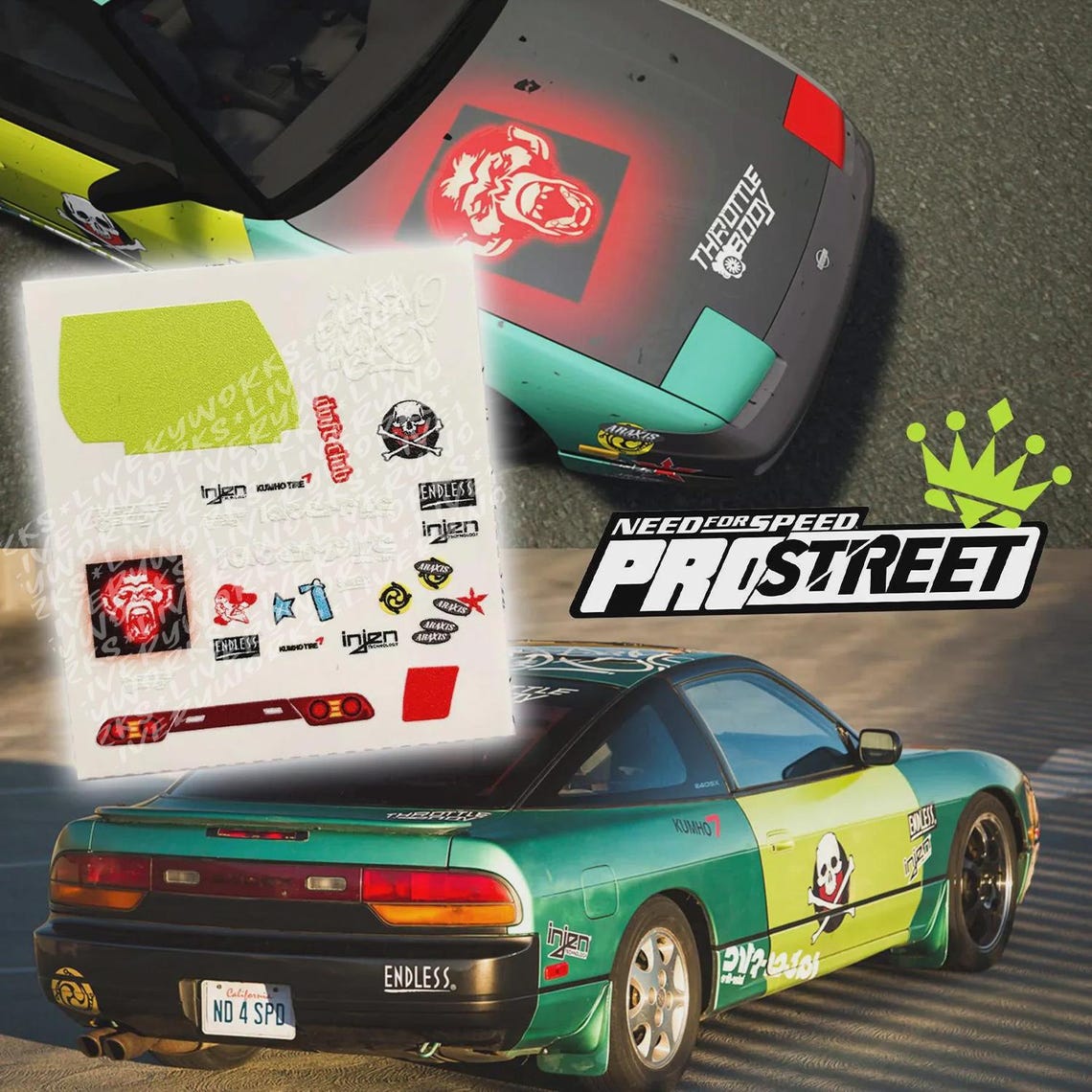 NFS Prostreet Ryan Cooper's 240sx/180sx | White Toner Waterslide Decals ...