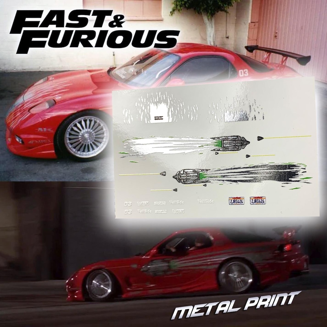 Toretto's Mazda RX7 Livery Waterslide Decals/vinyl | 1/64, 1/24, 1/10 ...