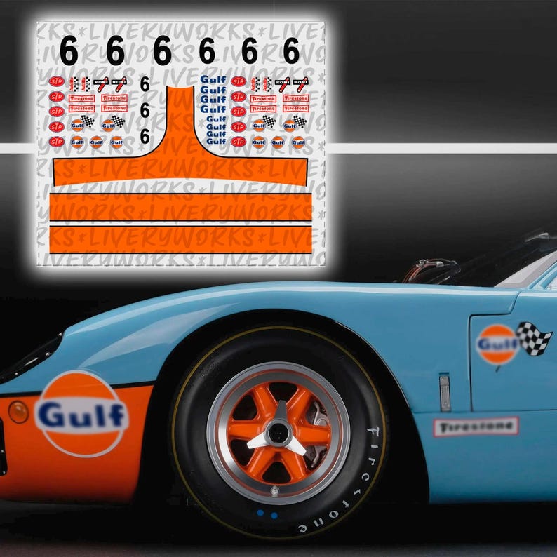 Gulf Racing Livery White Toner Waterslide Decals for HW 1:64 Gulf ...