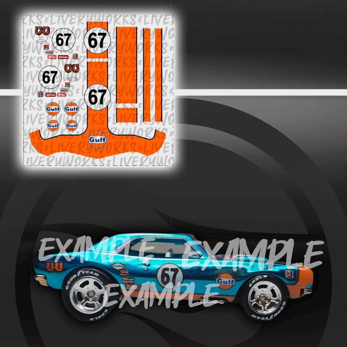 Gulf Racing Livery White Toner Waterslide Decals for HW 1:64 Gulf ...