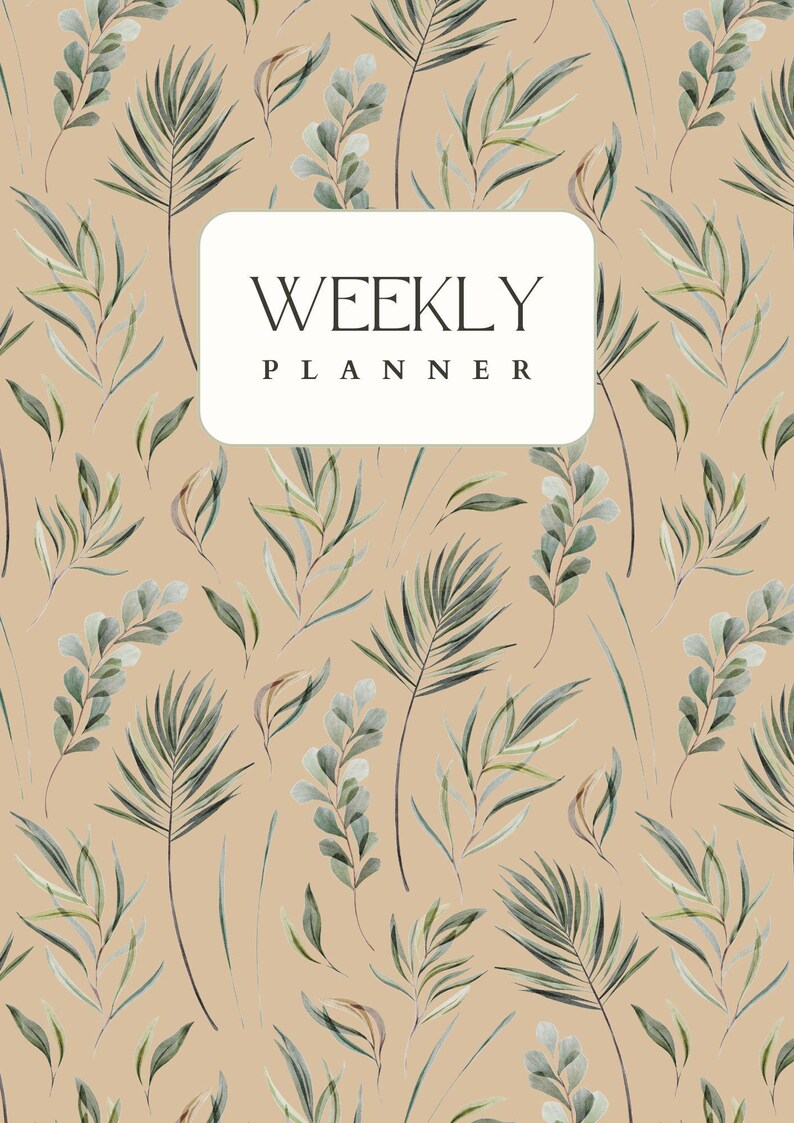 Botanical Weekly Planner Printable | Minimal Beige Weekly Layout ...