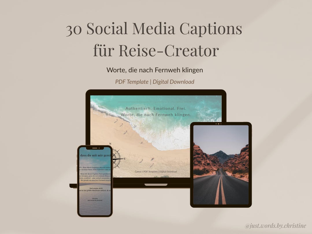 30 Social Media Captions for Travel Creators | PDF Template | Authentic ...