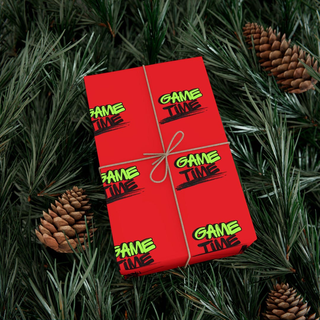 Game Time Red Gift Wrap Paper Playful Gaming Present Wrap for Gamers - Etsy