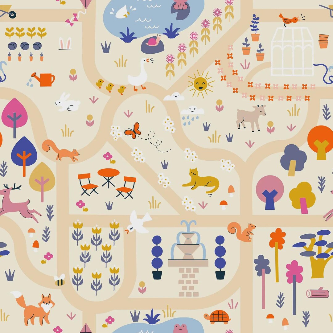 Woodland Park Garden Park Map Parchment RS1080-11 by Rashida Coleman ...