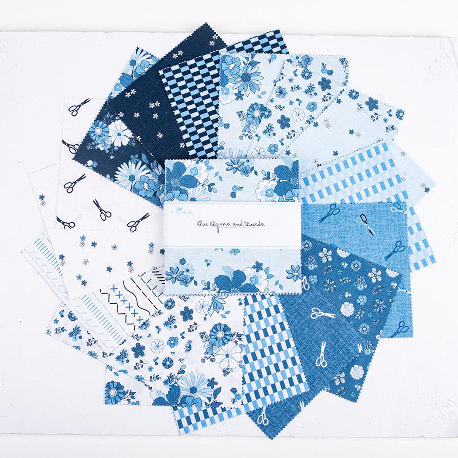 Charm Pack 5" Squares Blue Blooms and Threads by Christopher Thompson ...