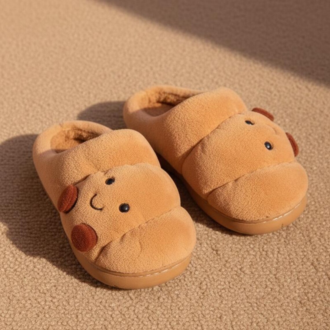 Cute Fluffy Croissant Slippers – Cozy Winter Indoor Shoes for Women ...