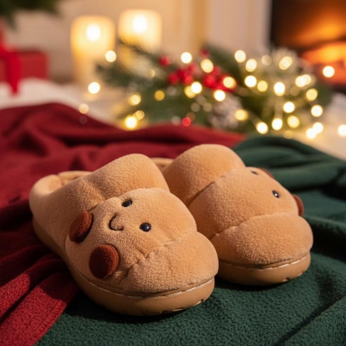 Cute Fluffy Croissant Slippers – Cozy Winter Indoor Shoes for Women ...