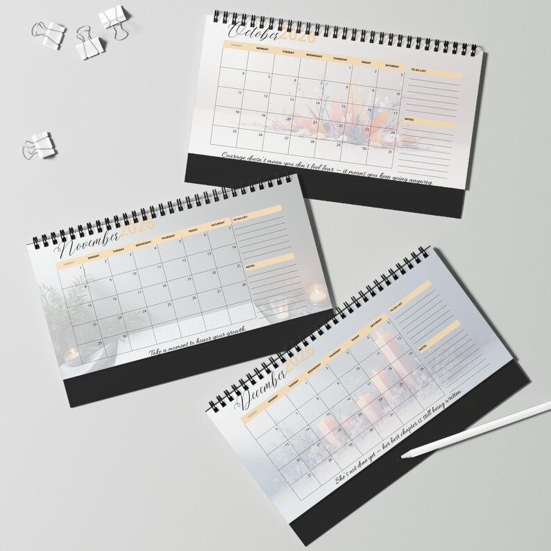 Desktop Calendar - 2026 Inspirational Yearly Planner, Office Desk ...