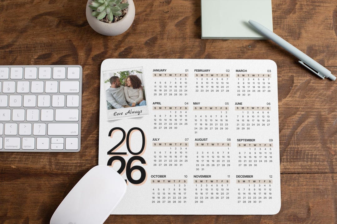 Personalized 2026 Calendar Desk Mat | Custom Photo Mouse Pad - Etsy