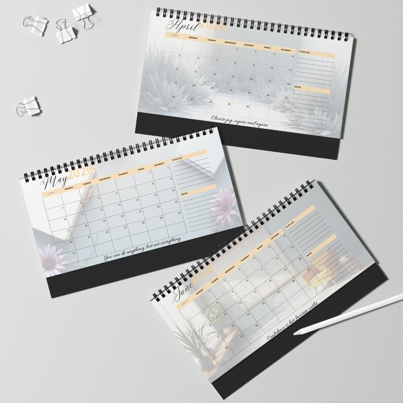 Desktop Calendar - 2026 Inspirational Yearly Planner, Office Desk ...
