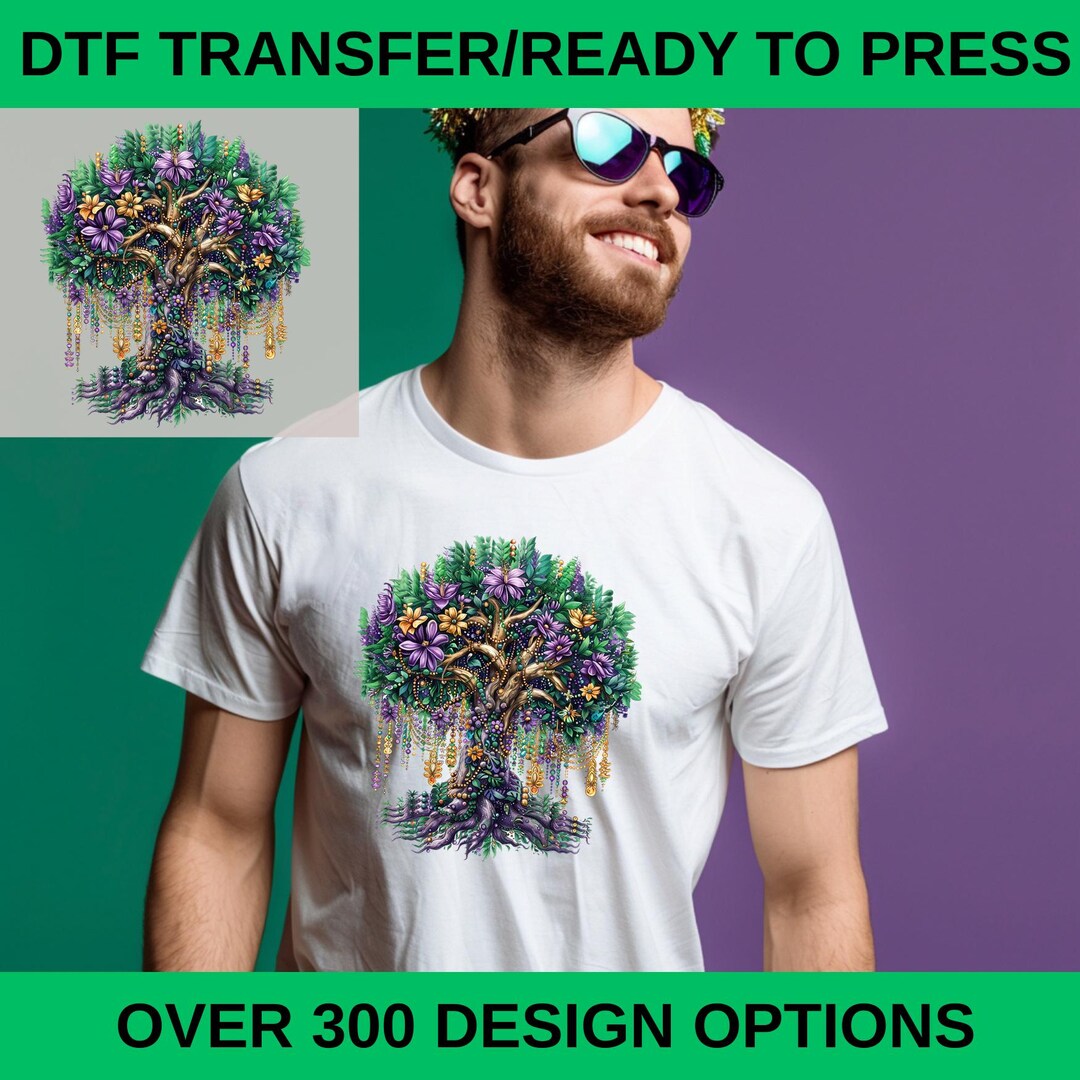 Mardi Gras Tree of Life DTF Transfer, Floral Beaded Magical Spirit Tree ...