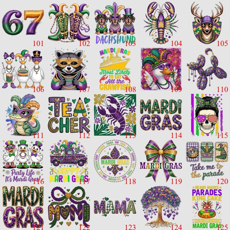 Funny Six Seven Meme Mardi Gras DTF Transfer, NOLA Festival Heat Press ...