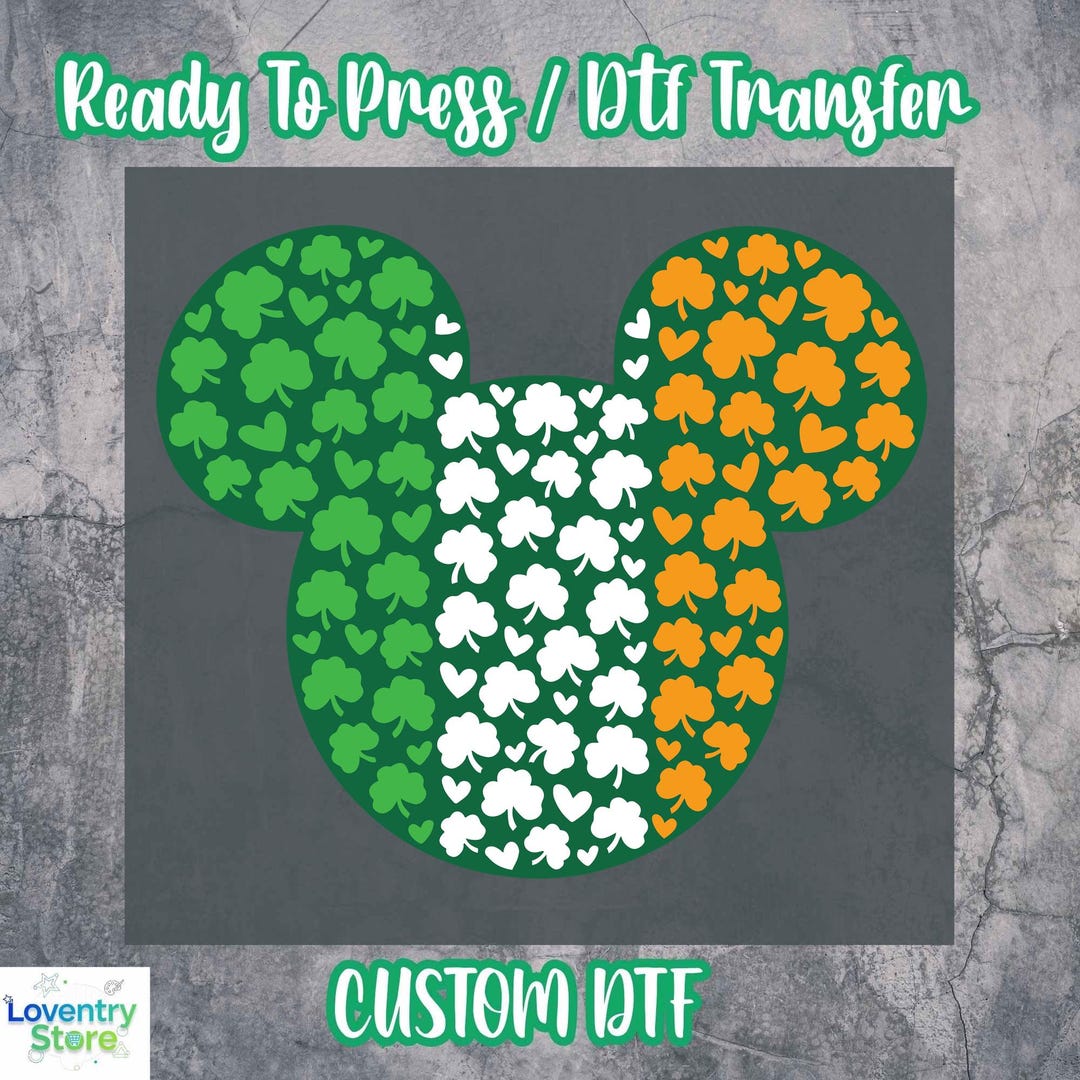 Irish Mickey Mouse Shamrock DTF Transfer, St. Patrick's Day Apparel - Etsy