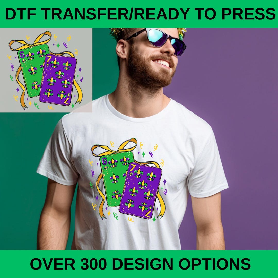 Mardi Gras Six Seven Playing Cards DTF Transfer, Fleur De Lis New ...