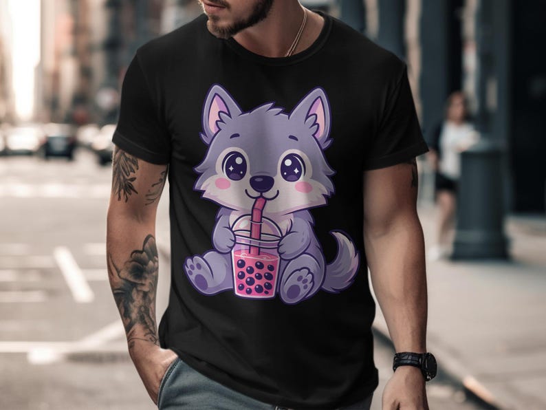 Wolf With Boba Bubble Tea PNG, Free Commercial Use, Instant Download - Etsy