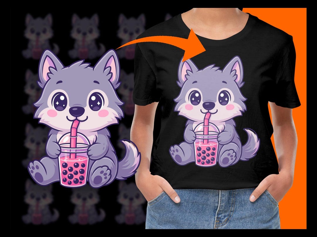 Wolf With Boba Bubble Tea PNG, Free Commercial Use, Instant Download - Etsy