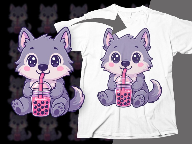 Wolf With Boba Bubble Tea PNG, Free Commercial Use, Instant Download - Etsy